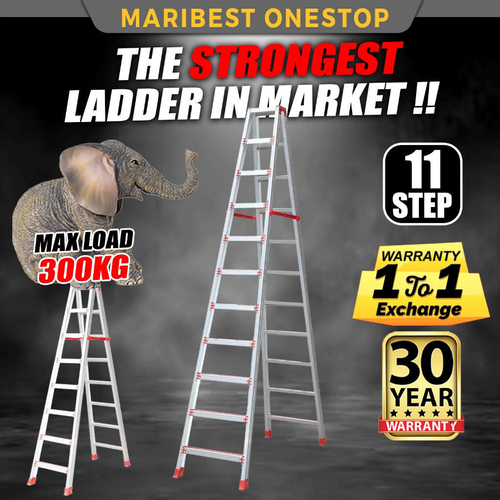 11 Step Ladderman Commercial Use Heavy Duty Aluminium Double Sided ...