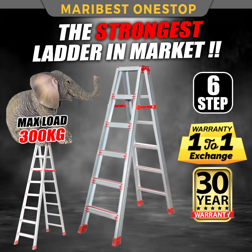 6 Step Ladderman Commercial Use Heavy Duty Aluminium Double Sided ...