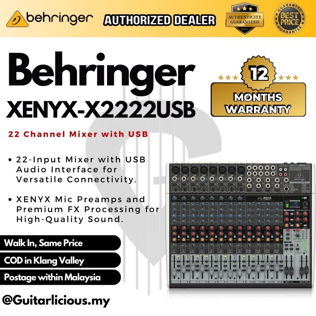 Behringer XENYX X2222USB Mixer with USB and Effects (2222 ...