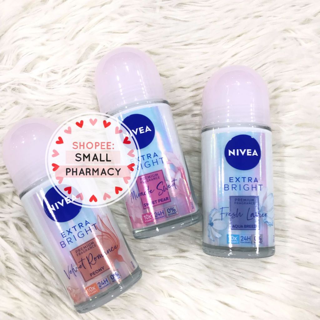 Nivea Deodorant Roll On Extra Bright Premium Fragrance 50ml - Velvet Romance 029740/ Miracle ...