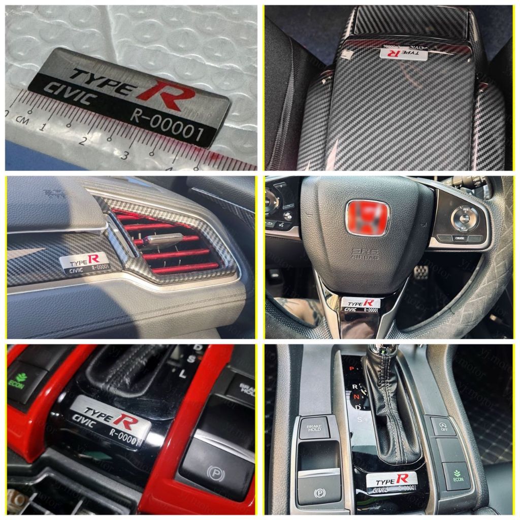 Honda H civic type R emblem plate aluminium alloy stick at gear panel ...