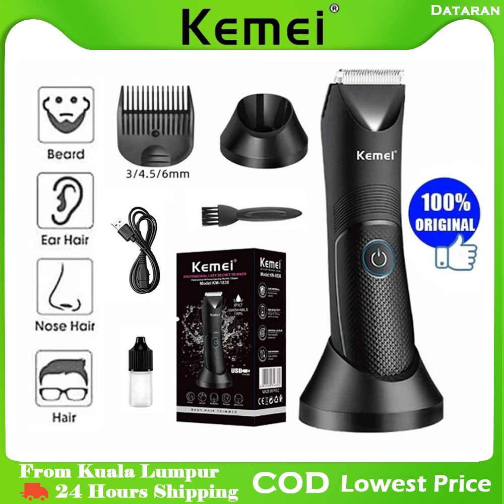 Kemei KM-1838 Groin Area Hair Trimmer Blade Body Trimmer for Men Waterproof Wet Dry Clippers ...