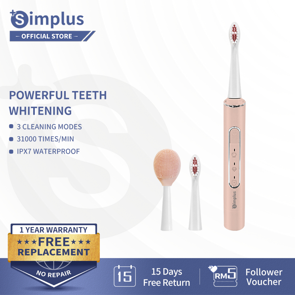 Simplus Electric Toothbrush 2In1 Washing Face&Brushing Teeth Waterproof DuPont Brush USB ...