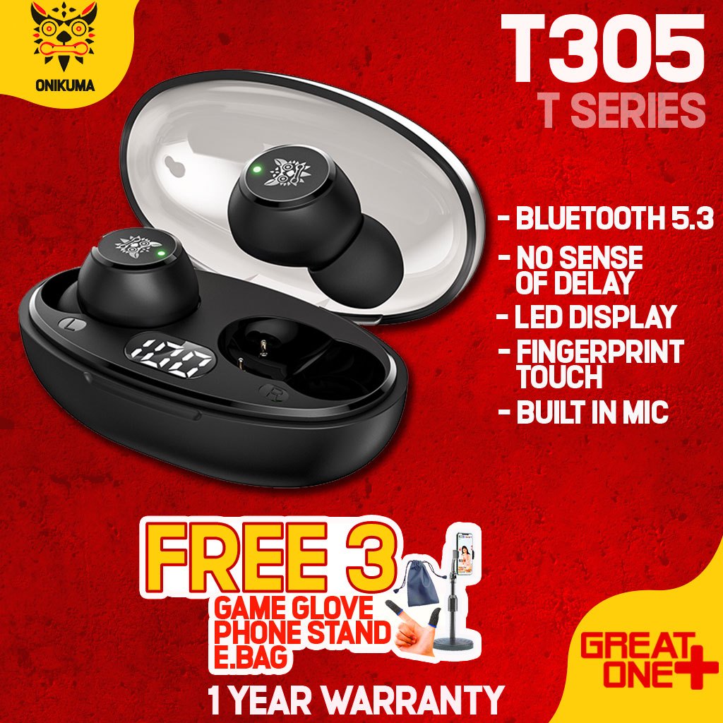 ONIKUMA T305 TWS Wireless Bluetooth V5.3 Earbuds Stereo / Hi-Fi Super Bass / Noise Canceling ...