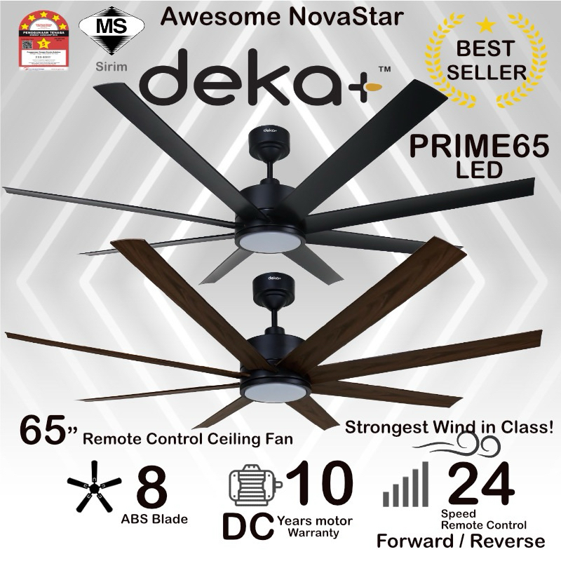 Deka + Prime 65LED 65" DC motor Remote Ceiling fan / Kipas siling Besar ...