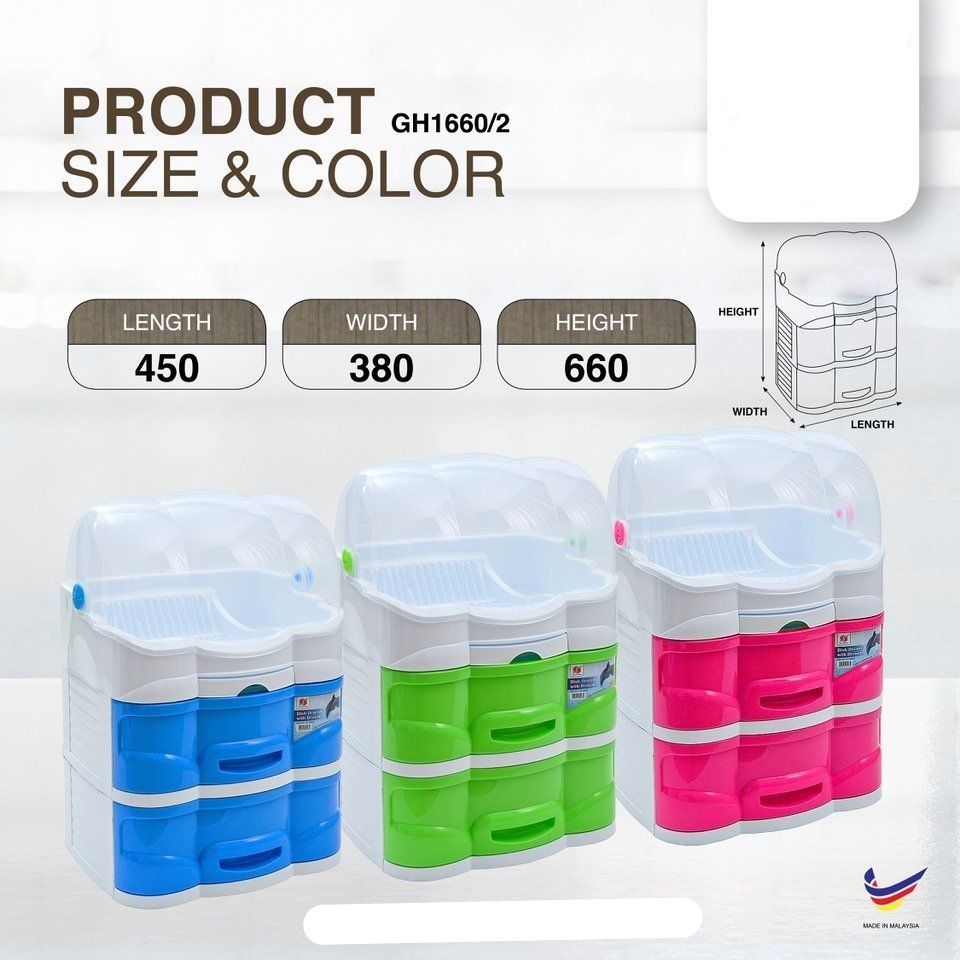 2 TIER COVERED DISH DRAINER WITH DRAWER (GH 1660/2) / RAK PINGGAN ...