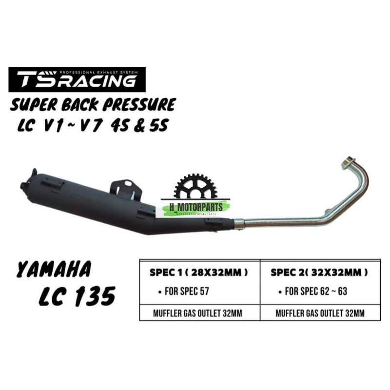 TS RACING Super Back Pressure Exhaust Pipe Y15ZR Cutting Std Open EKZOS ...
