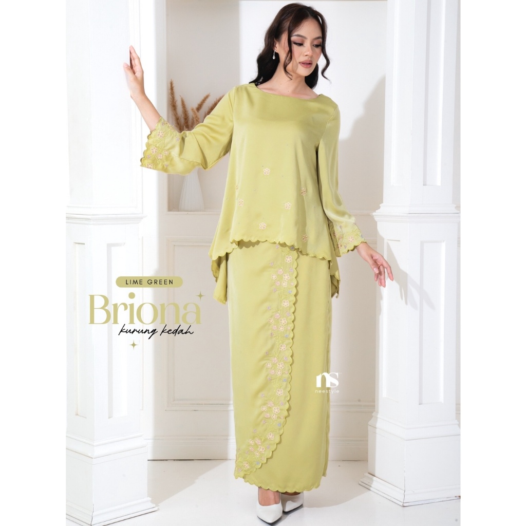 BRIONA KURUNG Baju Raya 2024 Kurung Kedah Satin Silk Sulam Emas Baju ...