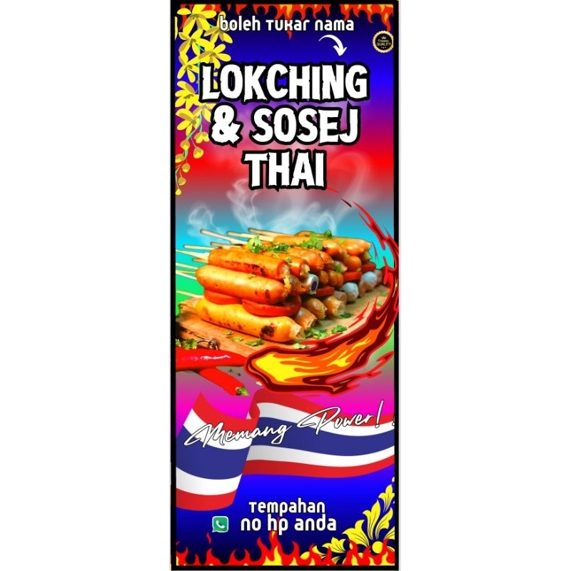 bunting banner lokcing Thai sosej otak otak 2*5 kaki custom design ...