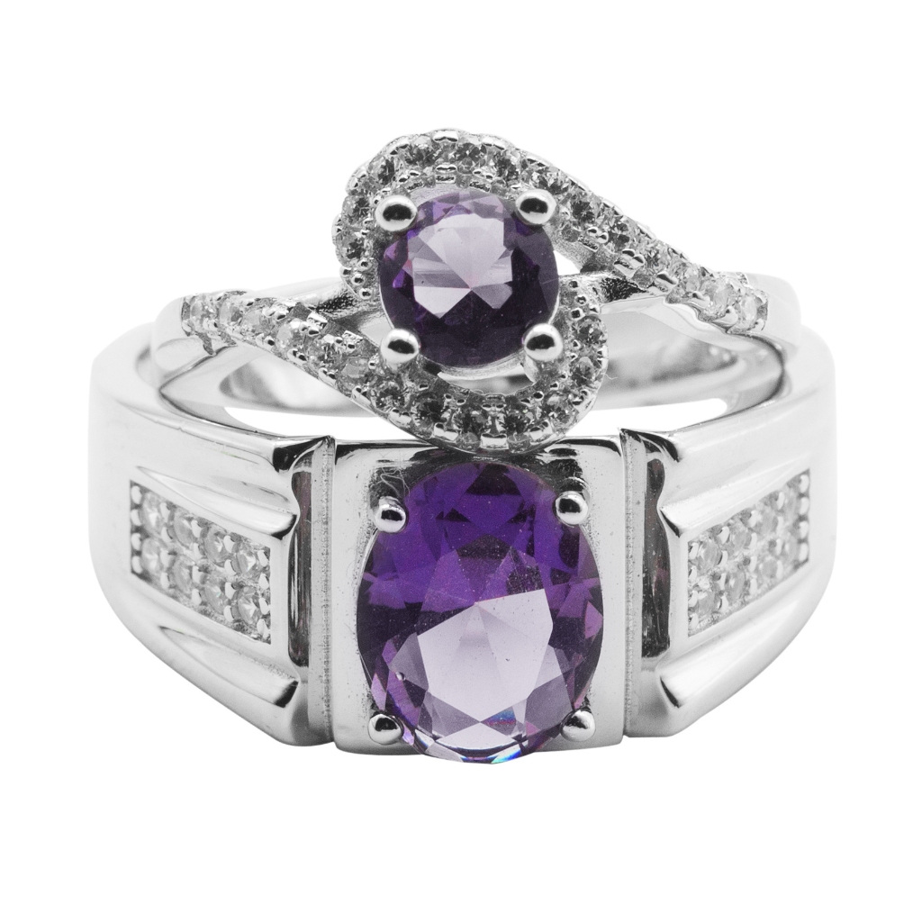 ELFI Purple Fierce Luna 925 Silver Couple Ring C587 | Shopee Malaysia