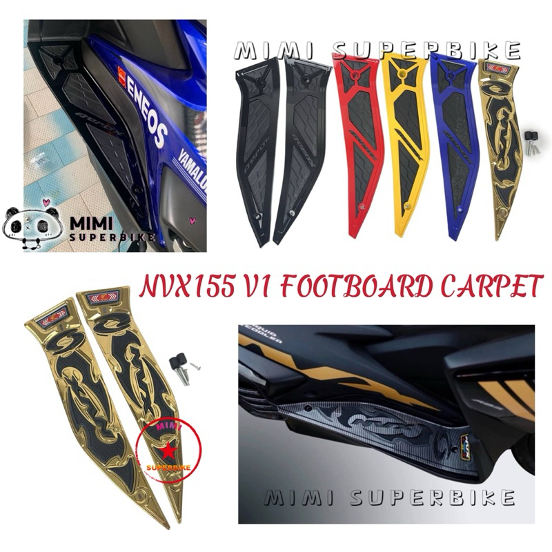 YAMAHA NVX155 V1 NVX AEROX FLOOR PANEL CARPET RUBBER & ALLOY FOOTBOARD ...