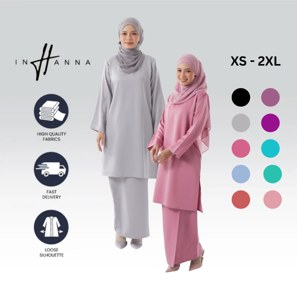 INHANNA BASIC Tihani Plain Slit Baju Kurung Longgar | Shopee Malaysia