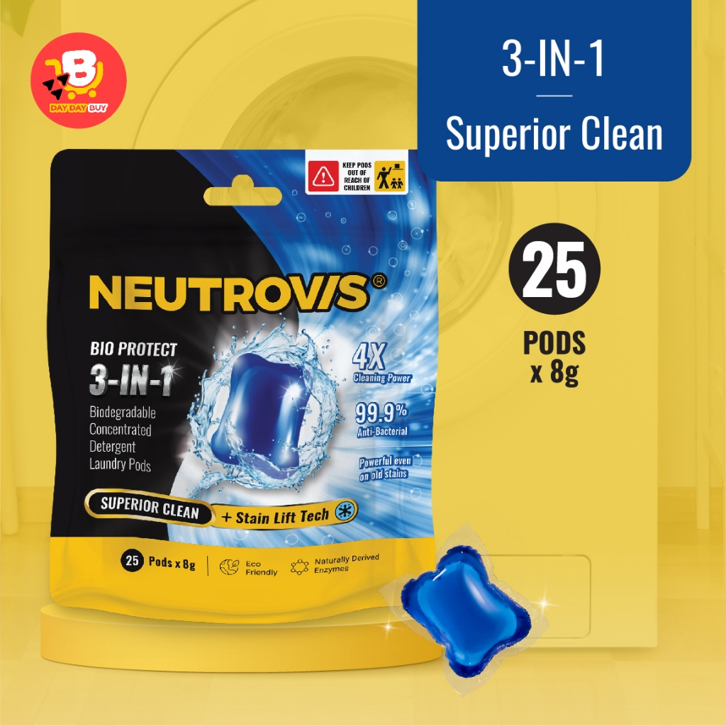 Neutrovis 3-IN-1 Biodegradable Concentrated Detergent Laundry Pods (8g ...
