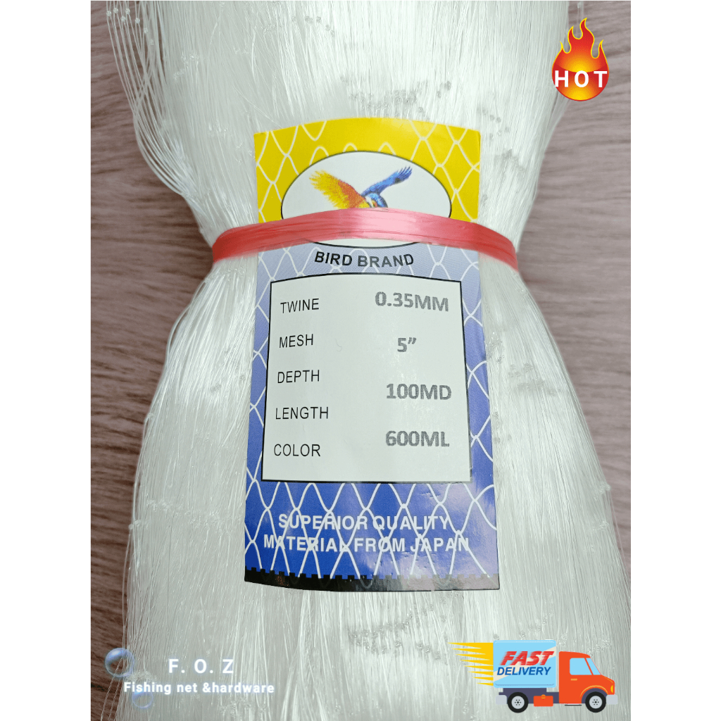 Jaring Ikan 0.35mm x 5" (127mm) x 100MD x 600ML Pukat Tangsi | Isi Kosong | Mata Lintang TATE ...
