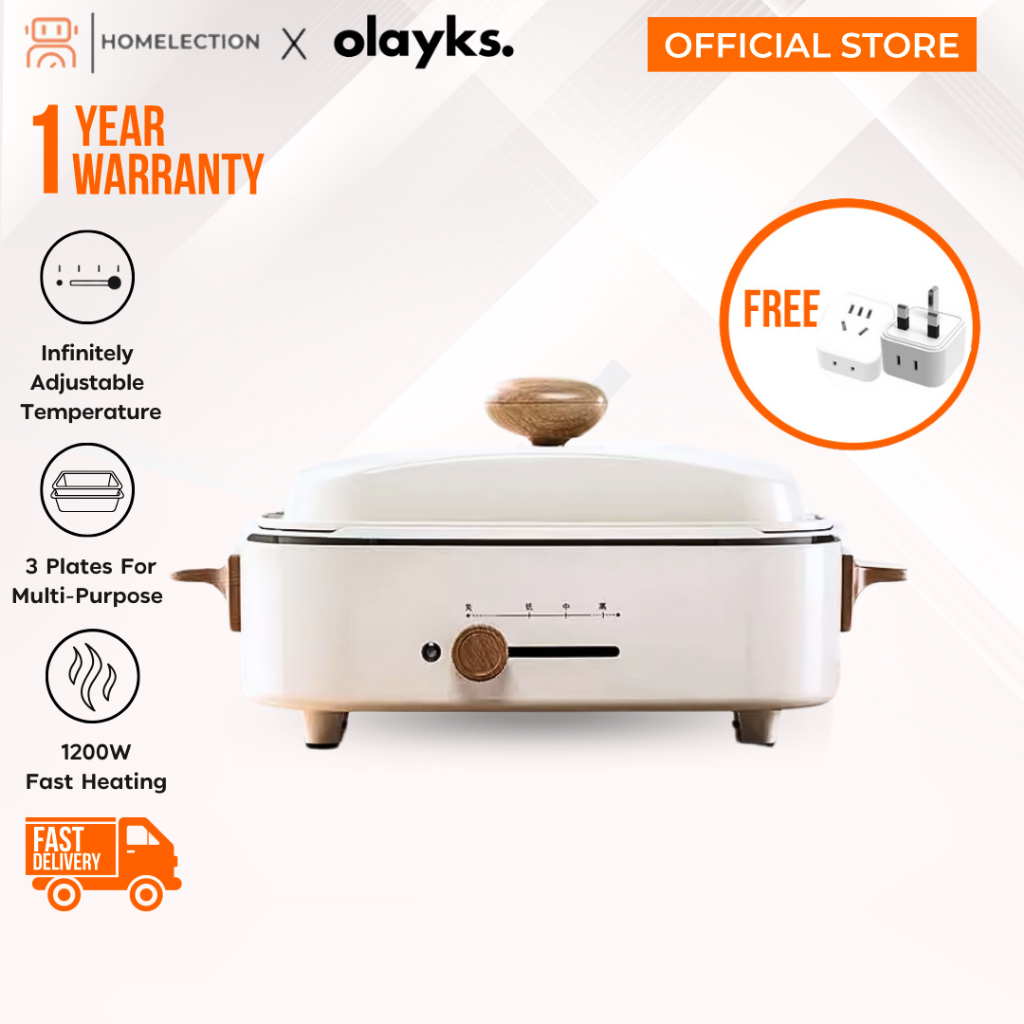 Olayks Electric Multifunction Detachable Cooker Steamboat Hot Pot Frying Pan (3L)多功能电煮锅 煎炒锅 电火锅 ...