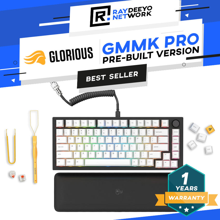 Glorious GMMK Pro 75% Pre-Built Full Set RGB Keyboard [Ultra Premium/Included Wrist Rest/Support ...