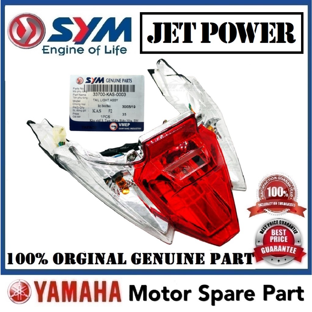 100% ORIGINAL SYM JET POWER TAIL LAMP ASSY 0 33700-KAS-0003 33702-KAS ...