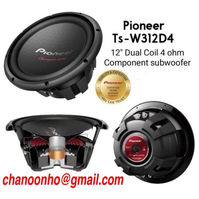 Pioneer Original Car 1600W CHAMPION Series 12"Inch Double Voice Coil ...