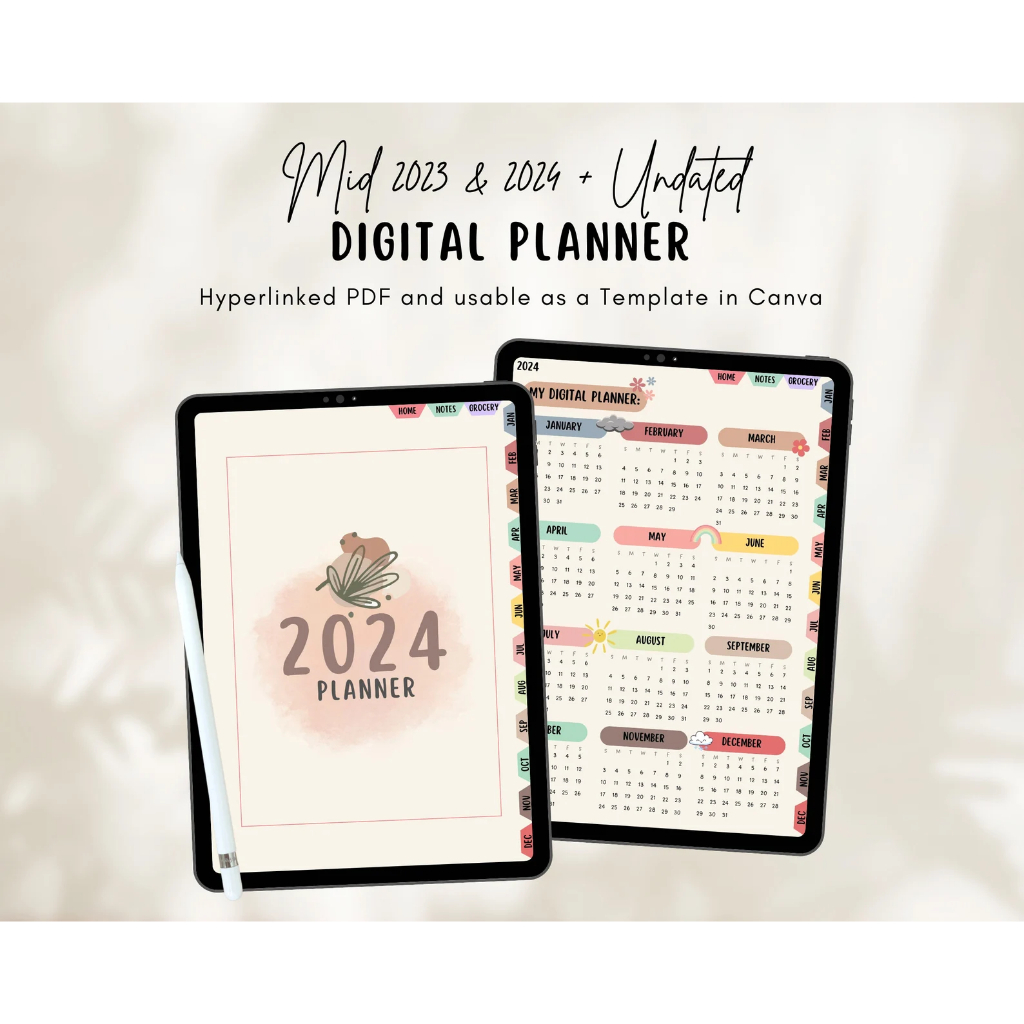 Digital Planner 2024 & Undated Version Digital Planner | Hyperlinked Digital Planner | 40 Pages ...