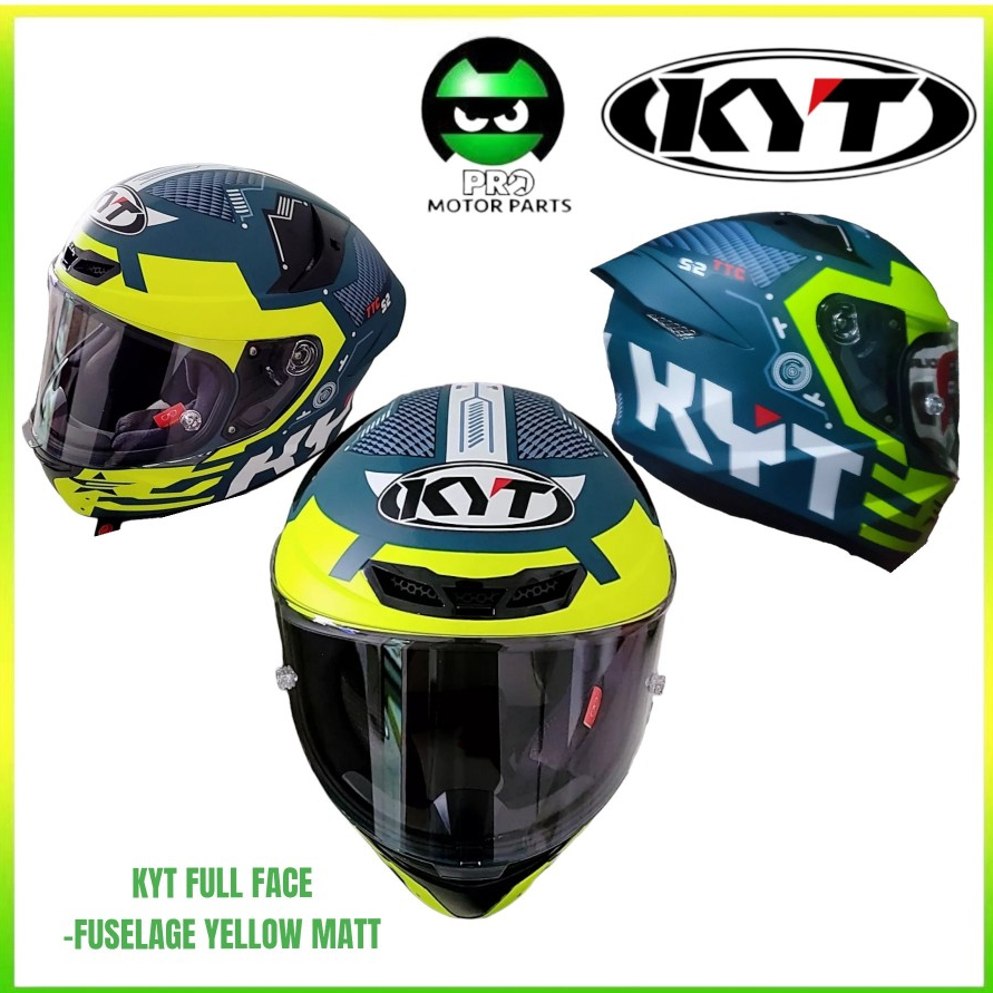 KYT FUSELAGE MATT YELLOW TT COURSE FULL FACE HELMET 100% ORIGINAL STOCK TOPI KELEDAR | Shopee ...