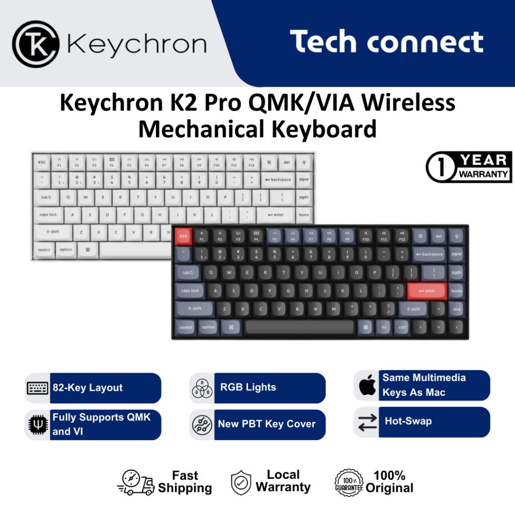[Ready Stock] K2 Pro QMK/VIA Wireless Mechanical Keyboard Hot-Swappable ...
