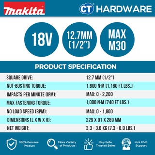 MAKITA DTW1002JX2 / DTW1002JX3 / DTW1002JX4 / DTW1002ZX2 Cordless ...