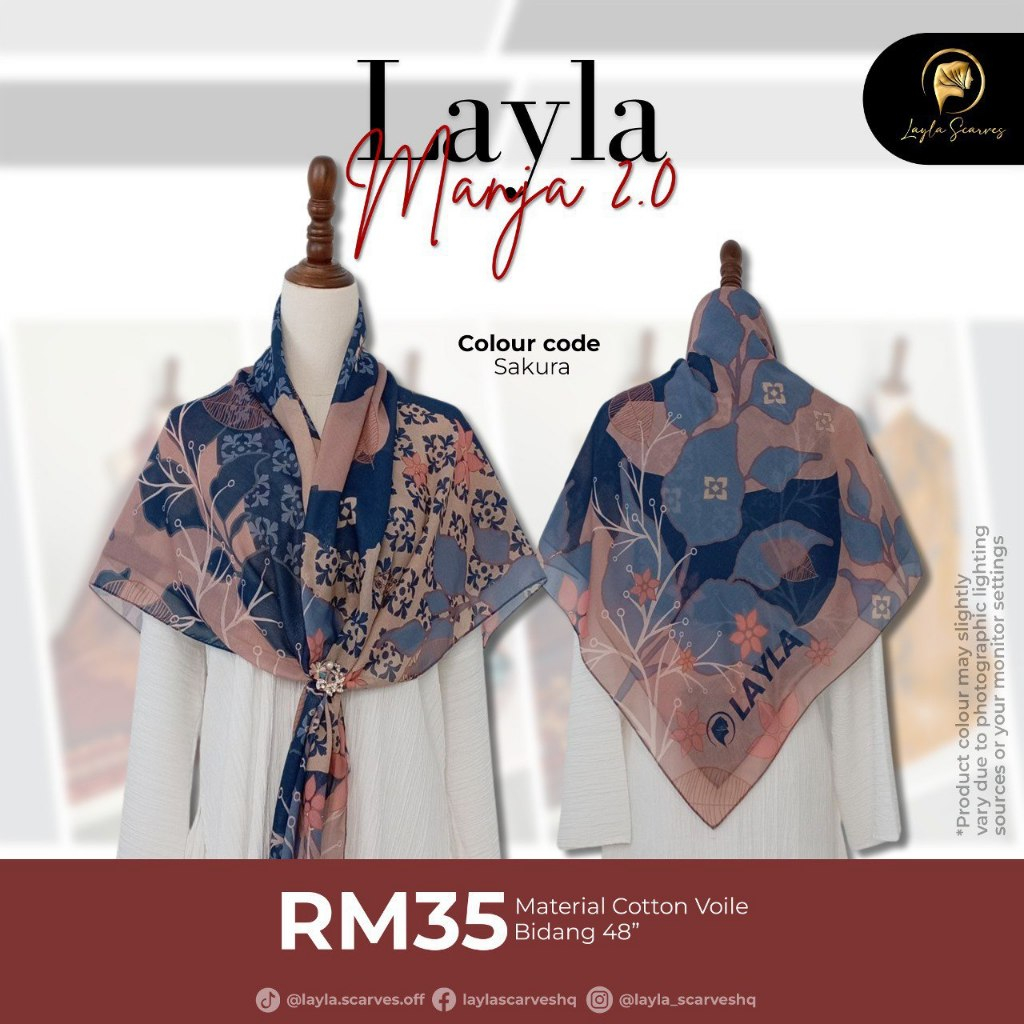 Tudung Bawal Layla Manja (SAKURA) | Shopee Malaysia