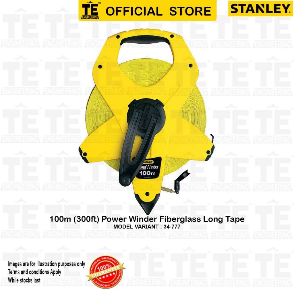 STANLEY Power Winder Fiberglass Long Tape 300ft/ 100m (2-34-777 ...