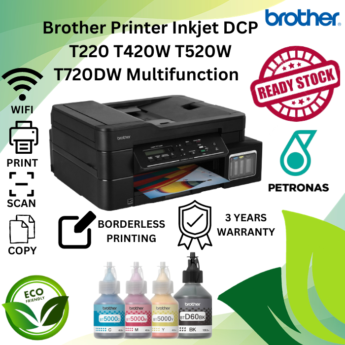 Brother Printer Inkjet DCP T220 T420W T520W T720DW A4 Refill Ink Tank ...