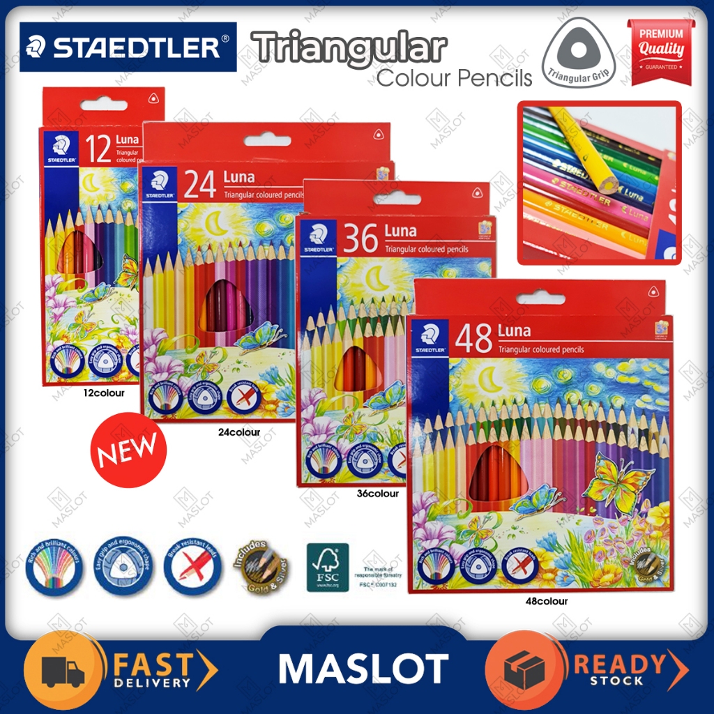 Staedtler Luna Triangular Colored Pencils 12L/24L/36L/48L Colour Pencil ...
