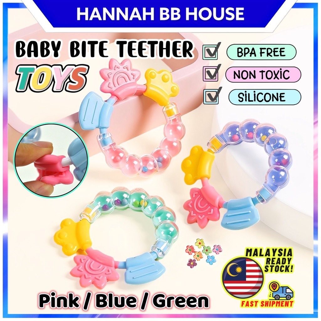 Baby Infant Rattles Bite Teether Rattle Teether Toys Circle Ring 3m-18m ...