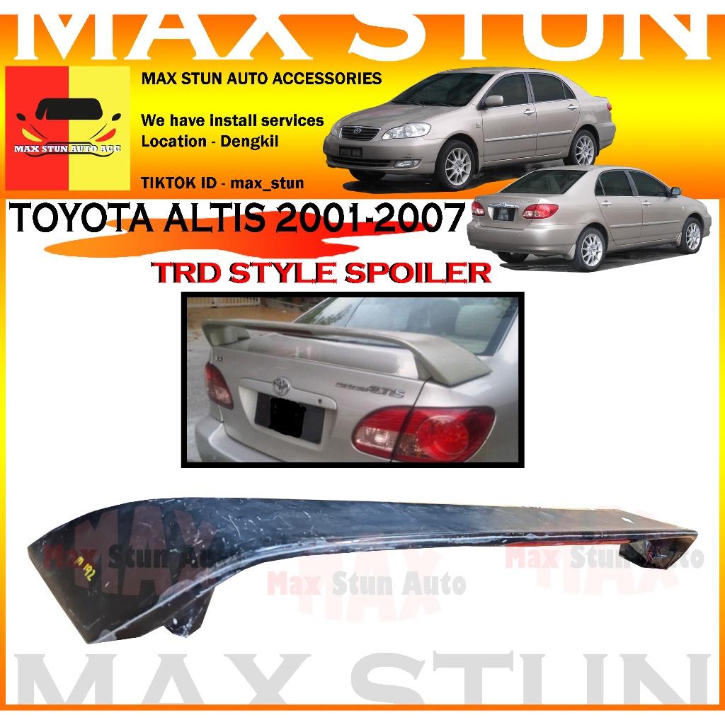 TOYOTA ALTIS 2001-2007 TRD STYLE SPOILER WITH LED MATERIAL FIBER ...