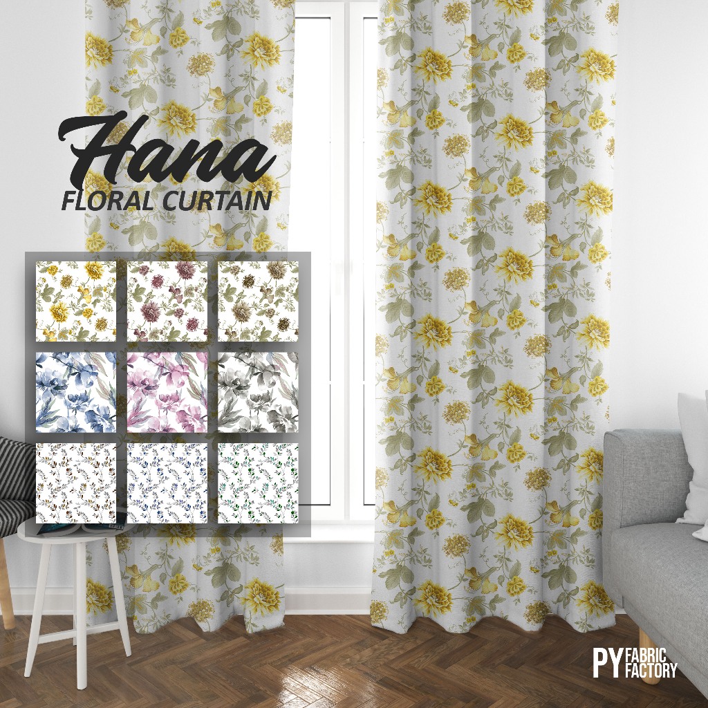 Hana Curtain - Floral printed design, langsir bercorak bunga, jenis ...