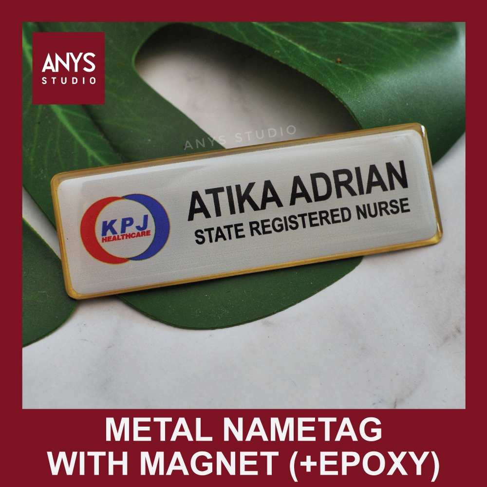 [Custom Made] Metal Nametag With Magnet (+Epoxy) | Shopee Malaysia