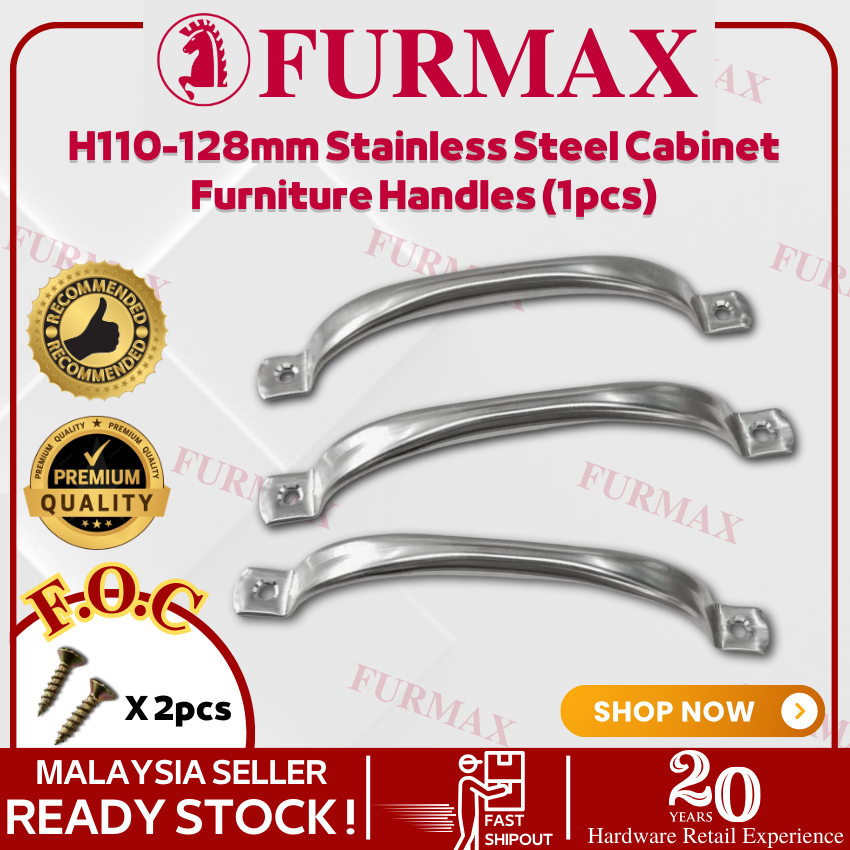 【FURMAX】H110-128mm Stainless Steel Cabinet Furniture Handles (1pcs ...