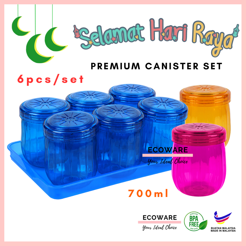 BakingPanda 6pcs Set Bekas Kuih Raya Set / Cookies Container Set ...