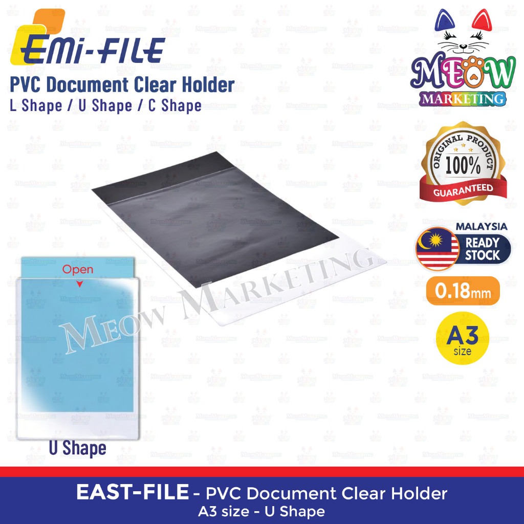Emi File Pvc Document Clear Holder A4 A3 L Shape File U Shape File C Shape File Shopee