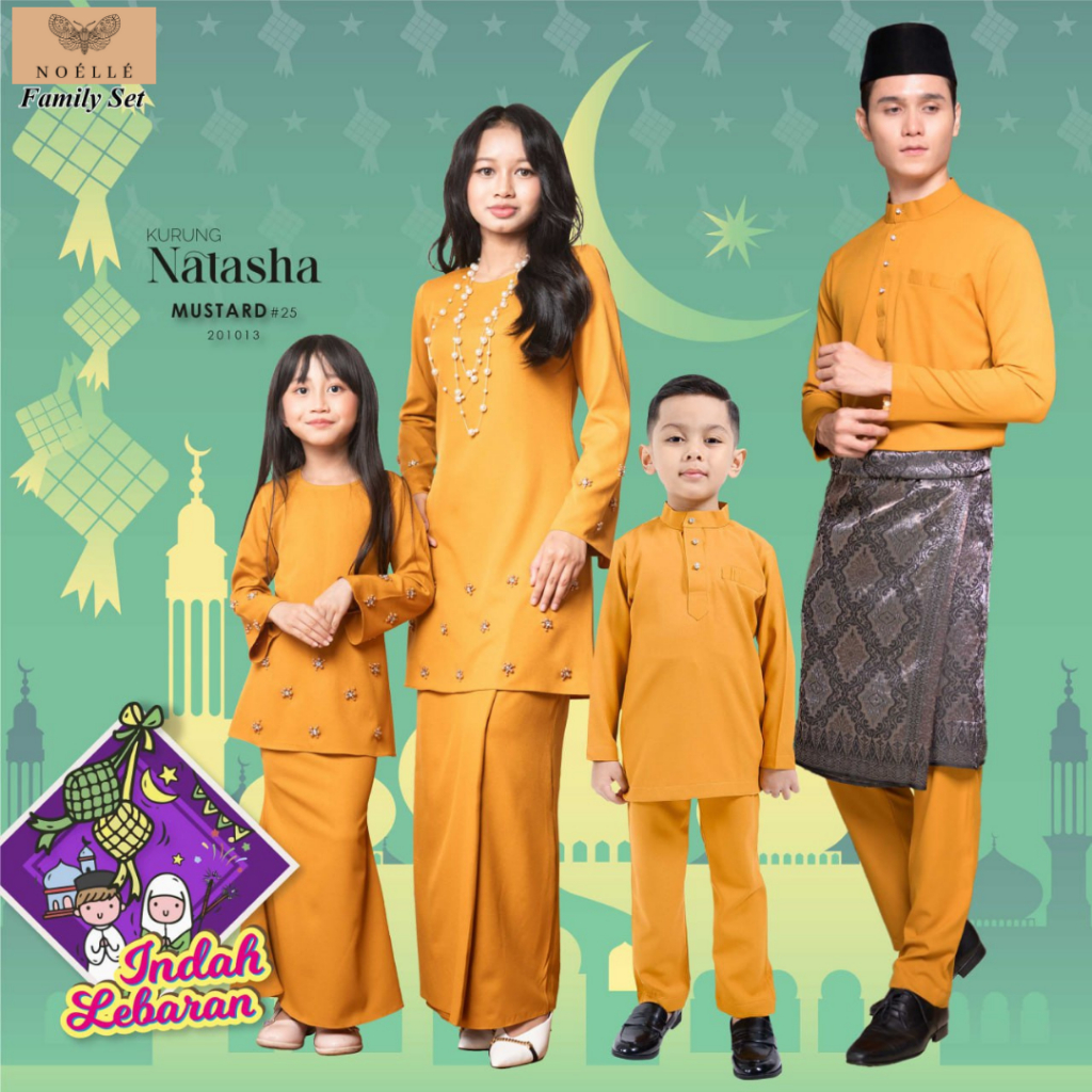 NOELLE Baju Raya Family Sedondon 2024 Baju Kurung Ibu Anak Baju Melayu ...