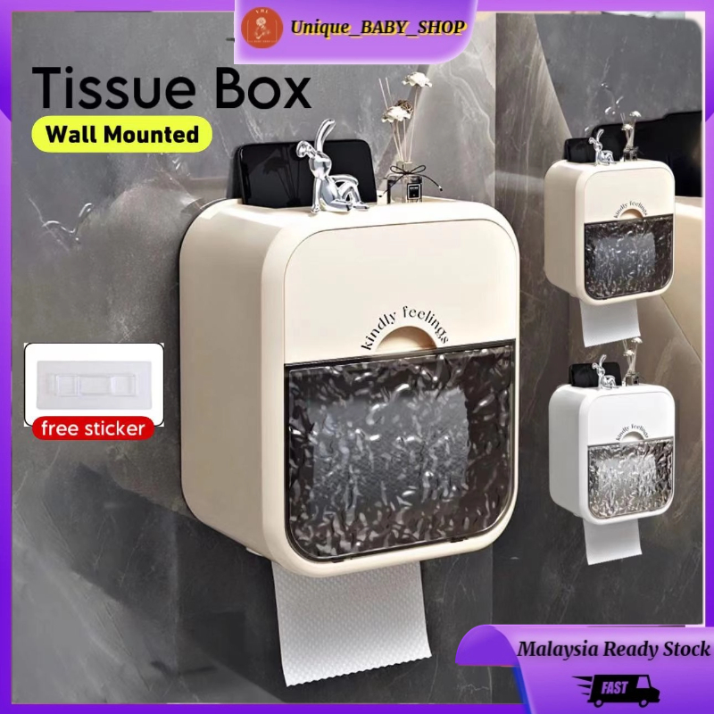 Tissue Holder Wall-Mounted Waterproof Covered Toilet Tissue Box ...
