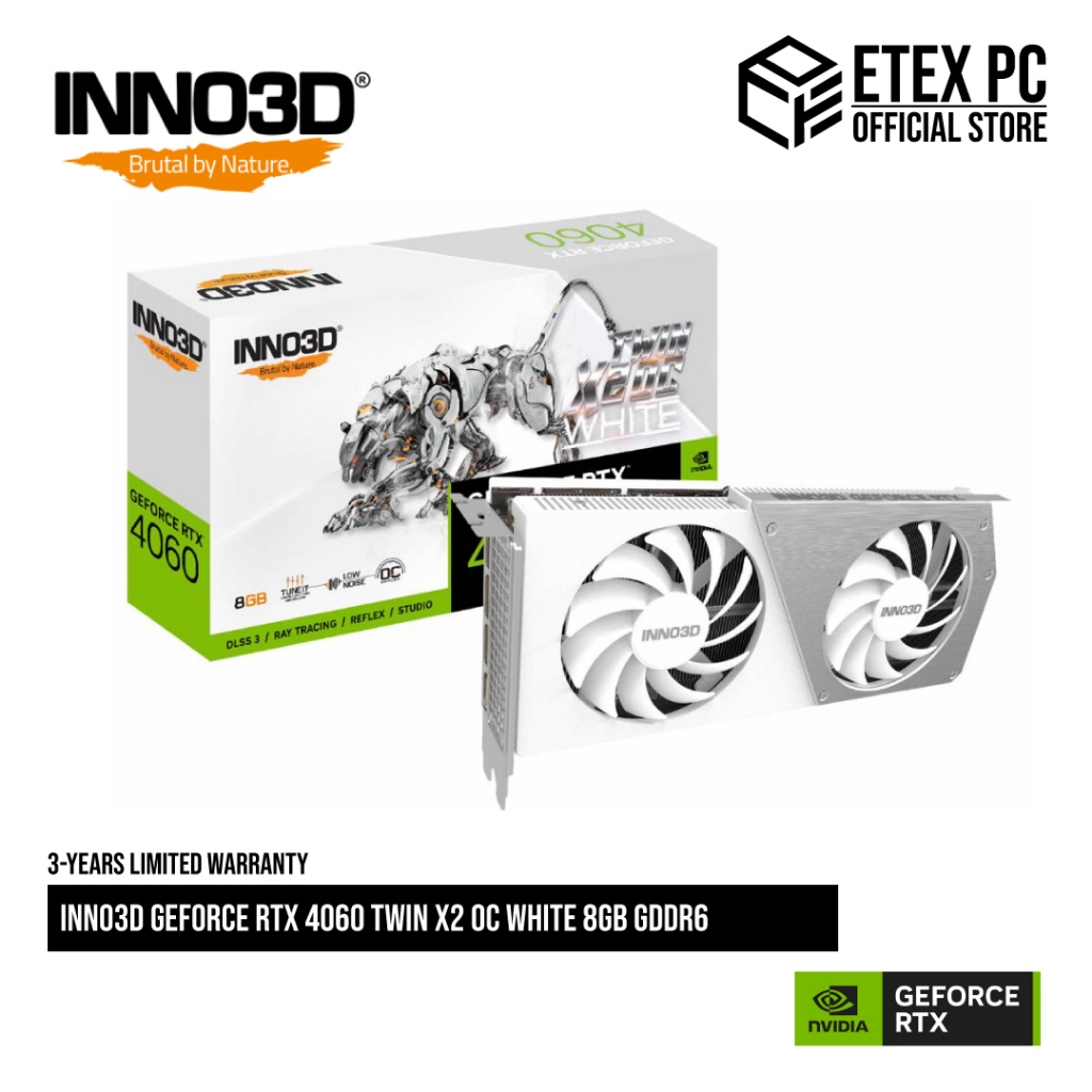 INNO3D GeForce RTX 4060 Twin X2 OC White 8GB GDDR6 # N40602-08D6X-173051W | Shopee Malaysia
