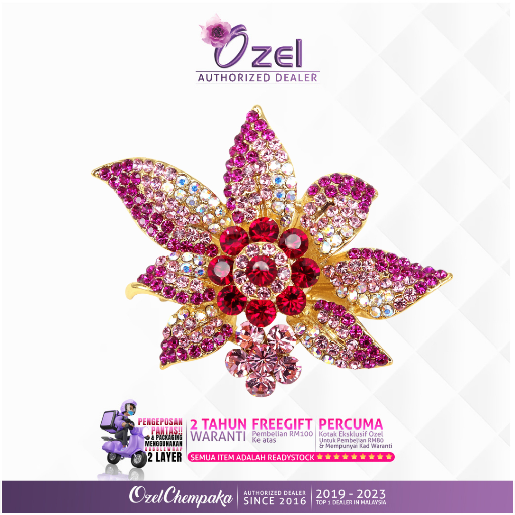 𝗦𝘁𝗼𝗸 𝗧𝗲𝗿𝘀𝗲𝗱𝗶𝗮 Ozel Chempaka Kerongsang Bahu B202 Bunga Besar, Cincin ...