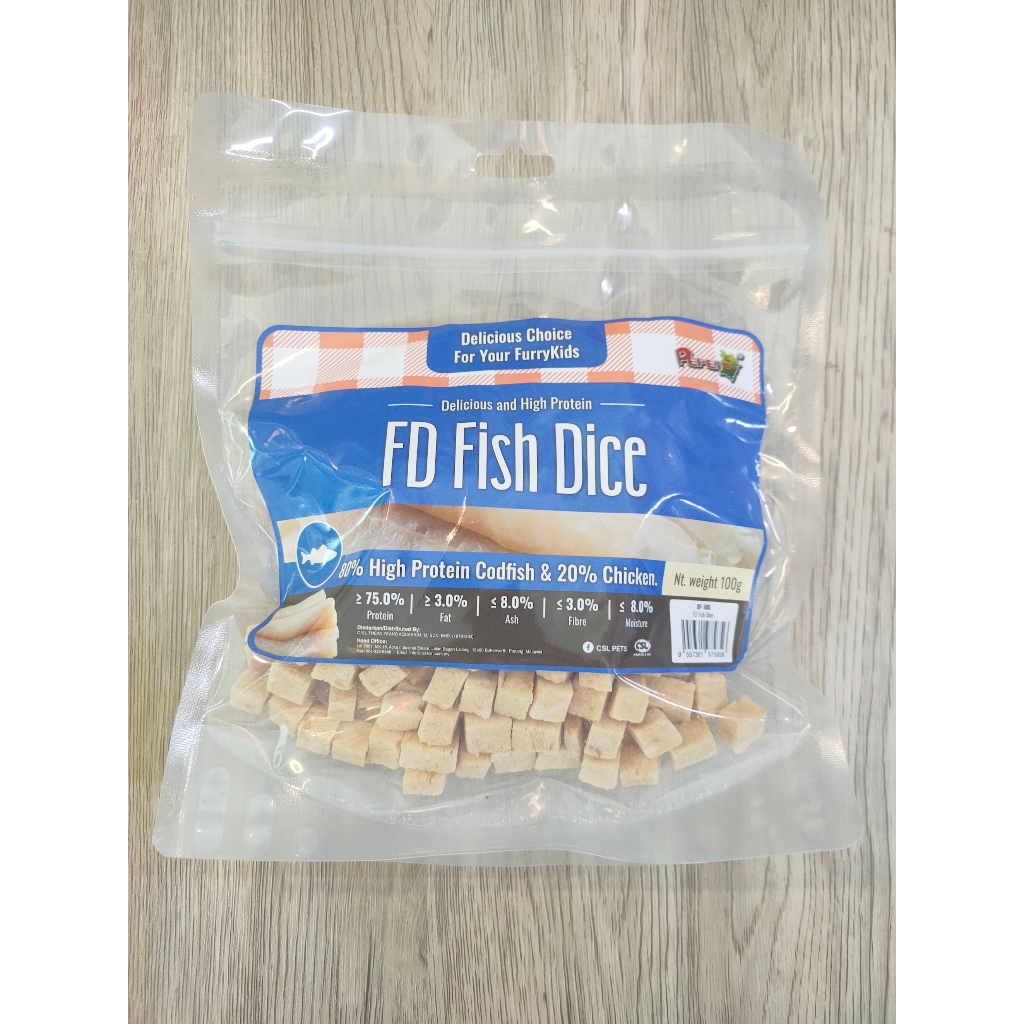 Freeze Dried Fish Dice - 80% High Protein Codfish + 20% Chicken 100g ...