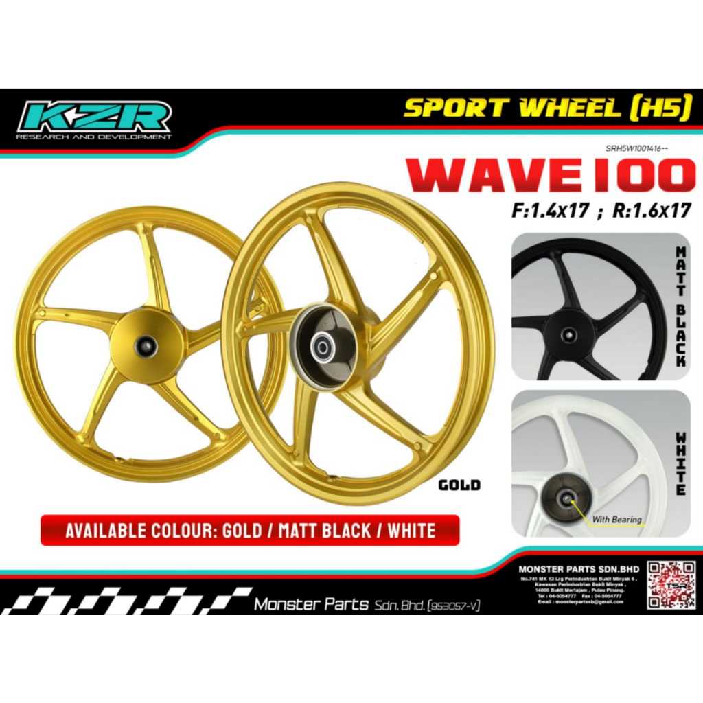 KZR HONDA EX5 / WAVE100 H5 Sport Rim 17" 1.4 / 1.6 Combo Tayar Diamond ...