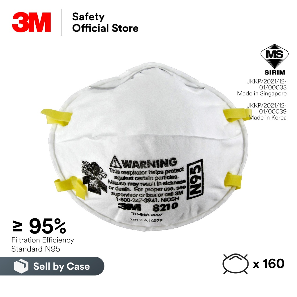 [Sell by Case] 3M™ 8210 N95 Particulate Disposable Respirator/ Haze ...