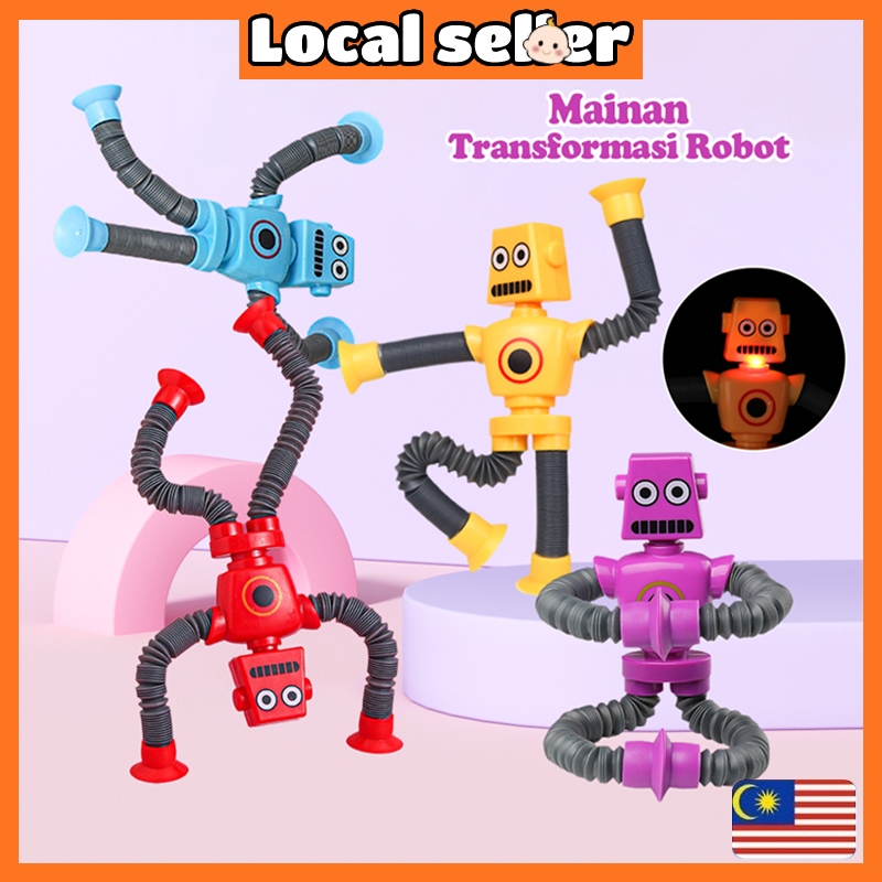 Aikoky Mainan Robot Pop Tubes Fidget Toys LED Light Sensory Toy Pop ...