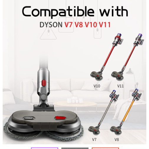 V7 V8 V10 V11 v15 Electric Spray Mop Vacuum Cleaner Head Attachment LED ...