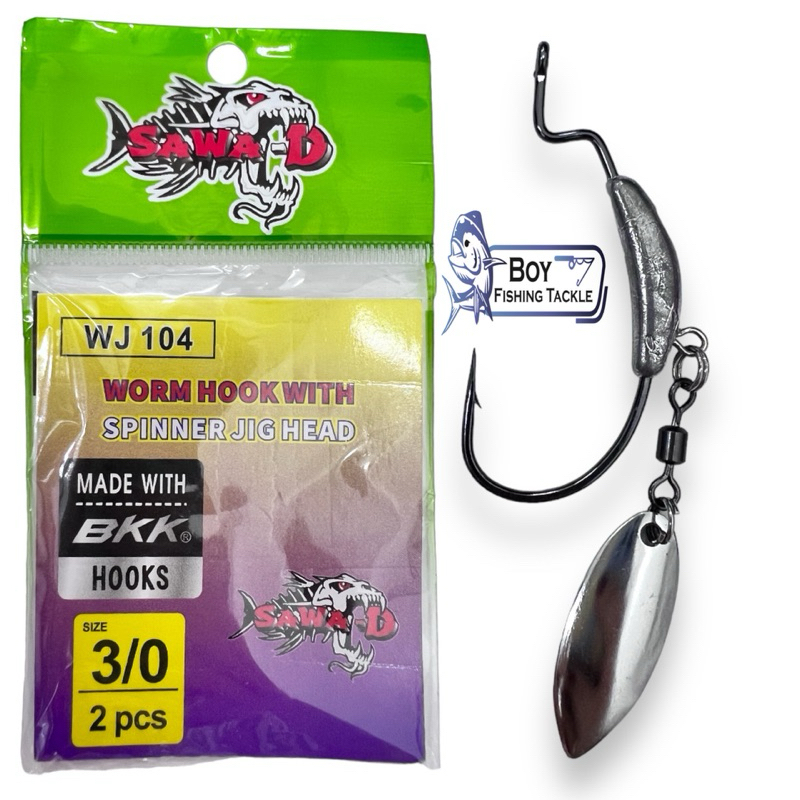 SAWA D Worm Hook With Spinner Jig Head Hook WJ104 SP HOOK MATA JIG HEAD ...