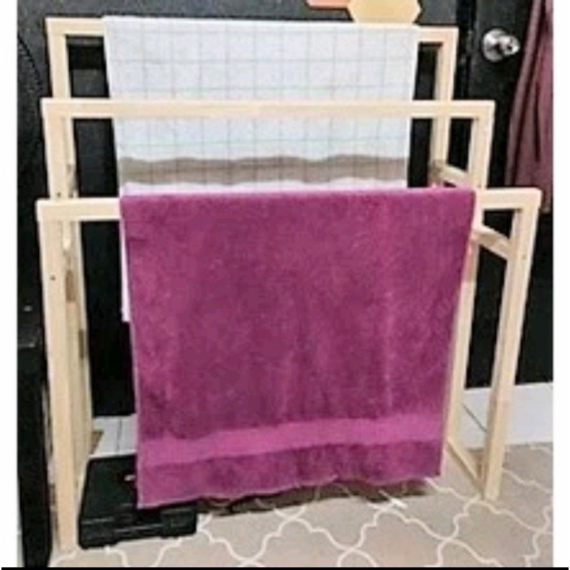 Wooden Towel Rack Stand Rak Kayu Tuala Telekung Sejadah Penyidai Jimat ...