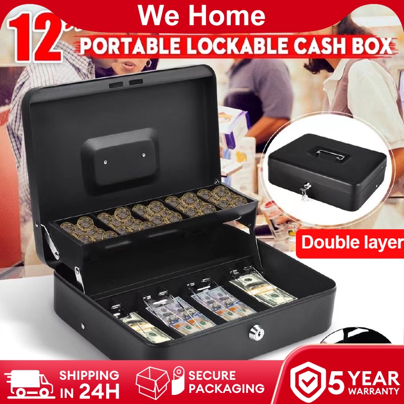 Cash Box Portable Money Safety Box With Lock Black Cash Box Murah ...