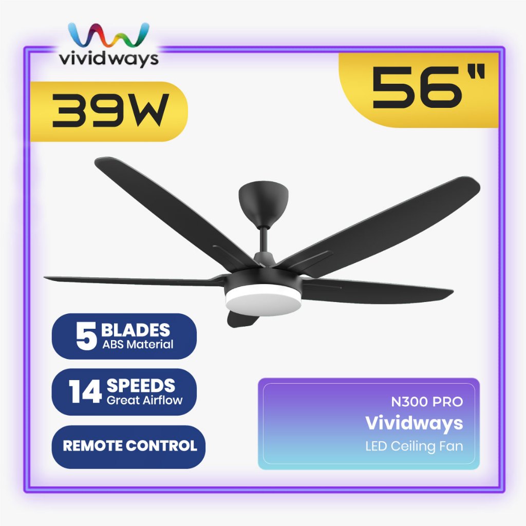 K2 VIVIDWAYS (N300 PRO) 56" LED CEILING FAN 24W 3COLOR/Kipas Siling LED ...